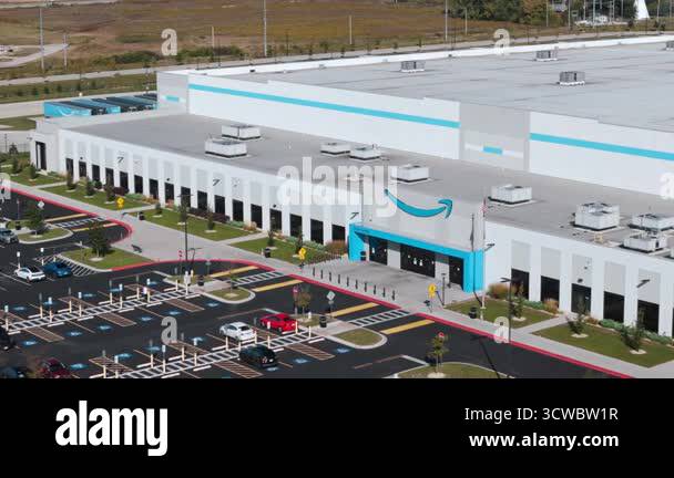 Amazon warehouse exterior. Aerial above shot Naperville IL. USA ...