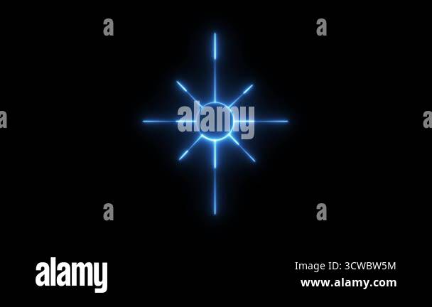 A seamless looping abstract blue neon animation features a central ...