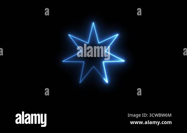 A mesmerizing blue neon seven-pointed star animation seamlessly draws ...