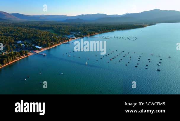 Plenty of boats stand on the vast waterscape of Lake Tahoe, California ...