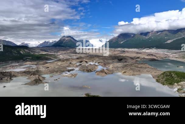 Wild nature landscape of modern Alaska, USA. Drone rising above the ...