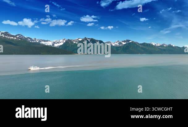 White riverscape crossing the vast waterscape reflecting the blue sky ...