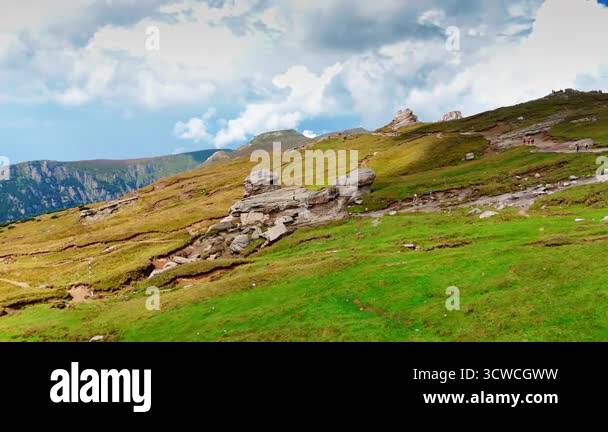 Eroded rock formations on Bucegi Plateau. Unique eroded stone ...