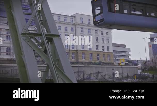 Suspension monorail train in Wuppertal Germany, modern hanging railway ...