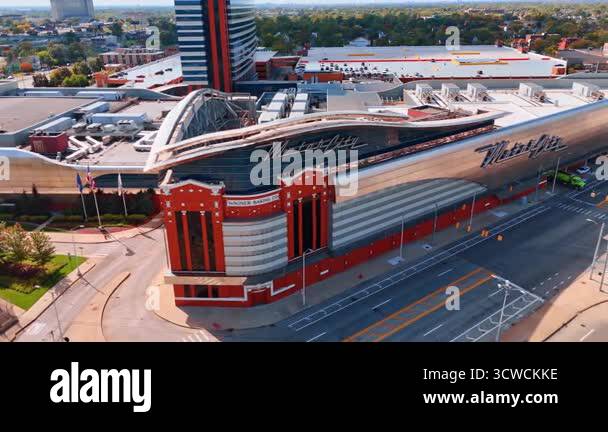Detroit, USA, 22 July 2025: Beautiful building of Motor City Complex in ...