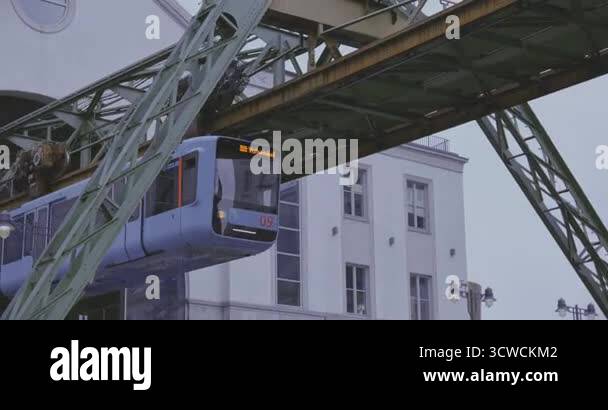 Suspension monorail train in Wuppertal Germany, modern hanging railway ...