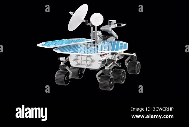 Mars rover robot, vehicle rotation animation, seamlessly loopable. 3D ...