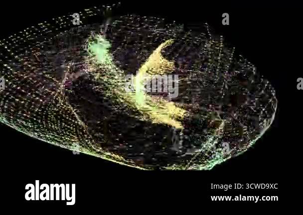 Rigid filament vortex of vibrant neon colors, abstract generative art animation, futuristic ...