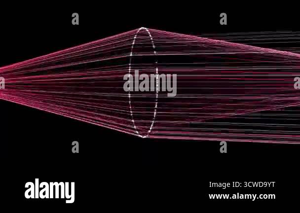 Futuristic generative art video of colliding cylinders with vibrant vortex effect in red and ...