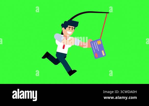 Animated Character Chasing Credit Card for Financial Goals Stock Video ...
