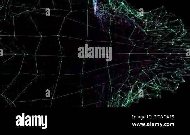 Abstract rhythmic particle grid animation with white points and thin ...