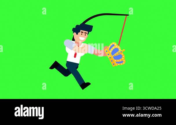 Animated Character Chasing Crown for Success Stock Video Footage - Alamy