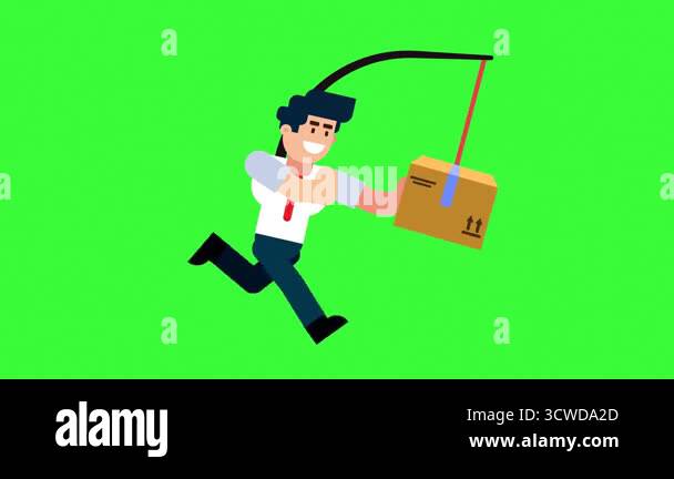 Animated Character Chasing Parcel for Delivery Stock Video Footage - Alamy