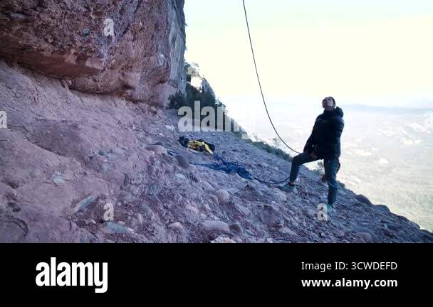 Two female friends going climbing in the mounatins nearby Barcelona ...