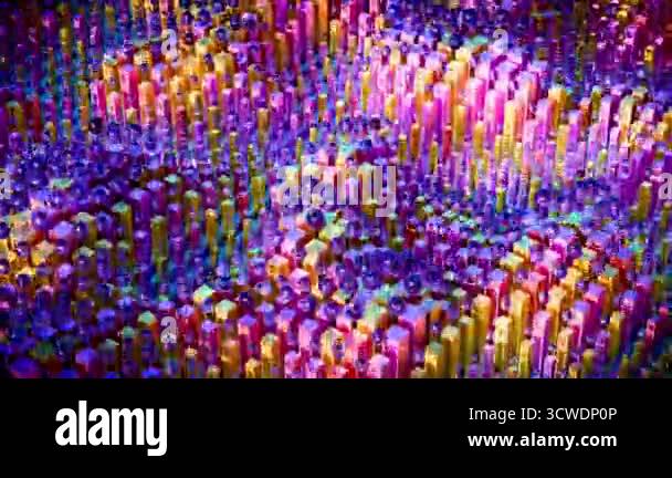 Abstract Motion Wave With Floating Box And Sphere, dynamic 3D visual ...