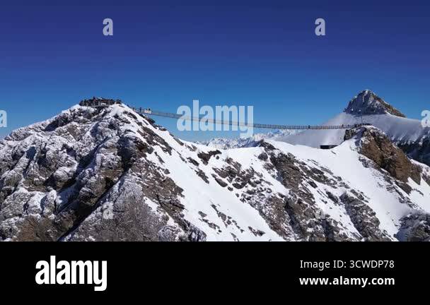 Panoramic Aerial View of Glacier 3000 with Alpine Peaks, Suspended ...
