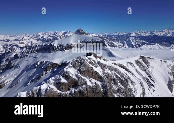 Panoramic Aerial View of Glacier 3000 with Alpine Peaks, Suspended ...