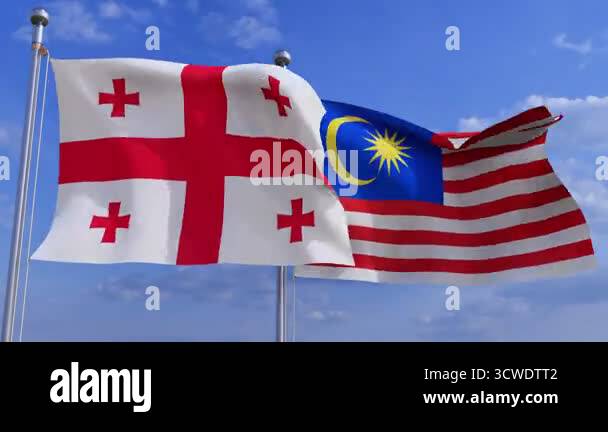 National flags of Georgia (Sakartvelo) and Malaysia - concept of of ...