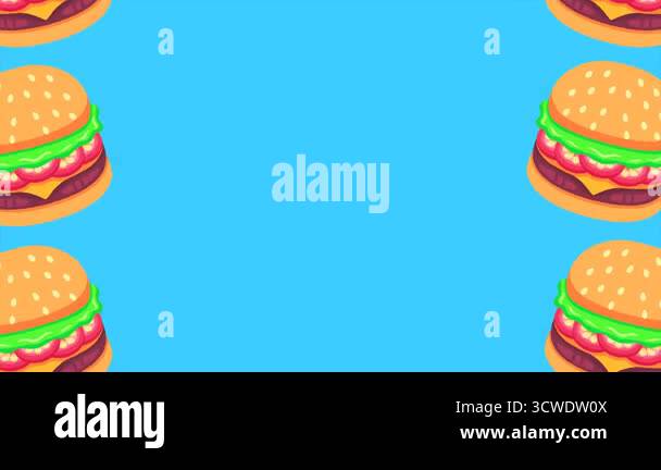 4K Animated Cartoon Background featuring a burger animation on the side ...