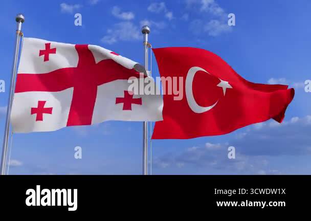 National flags of Georgia (Sakartvelo) and Turkey - concept of of help ...