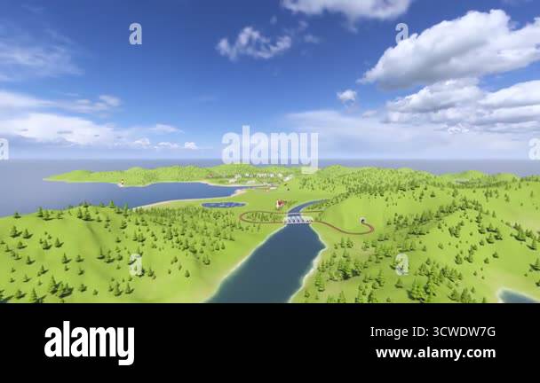 Video game city. 3D Cartoon Landscape, Miniature Toy Town, Vintage Cars ...