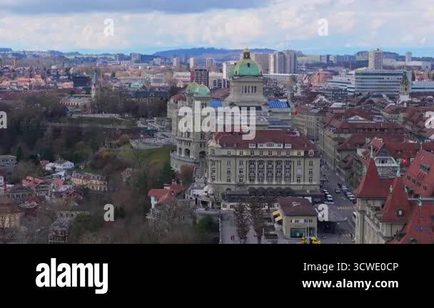 Aerial view of the Bundeshaus, Federal Palace of Switzerland, site of ...