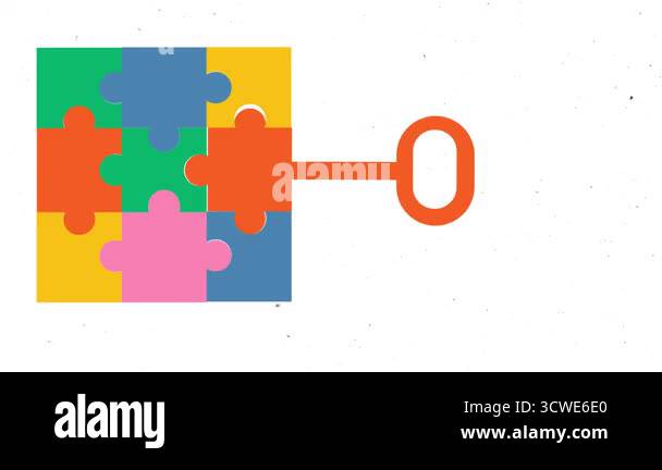 Modern ad video with businessman carrying puzzle piece key for missing ...