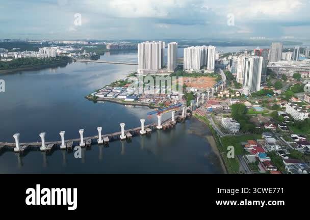 Johor Bahru, Johor, Malaysia - May 01 2024: High-angle view of the twin ...
