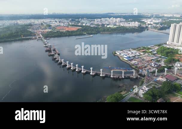 Johor Bahru, Johor, Malaysia - May 01 2024: Aerial perspective reveals ...