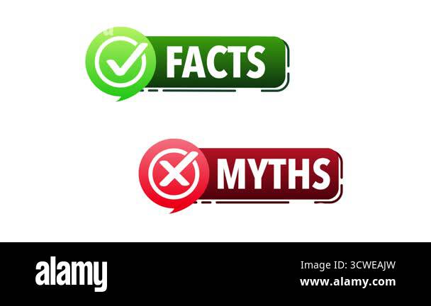 Animated banners comparing facts and myths, isolated on white ...