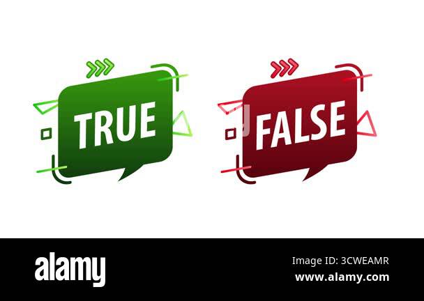 Animated true and false speech bubbles appearing on white and blue ...