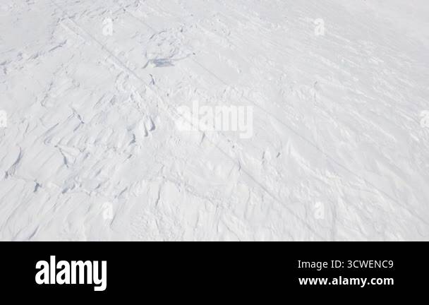 Aerial view reveals a breathtaking, snowy terrain with intricate ice ...