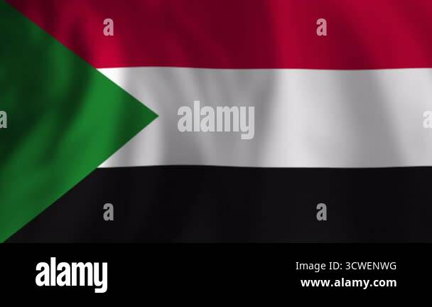 Sudanese national flag gently waving, looping seamlessly with vibrant ...