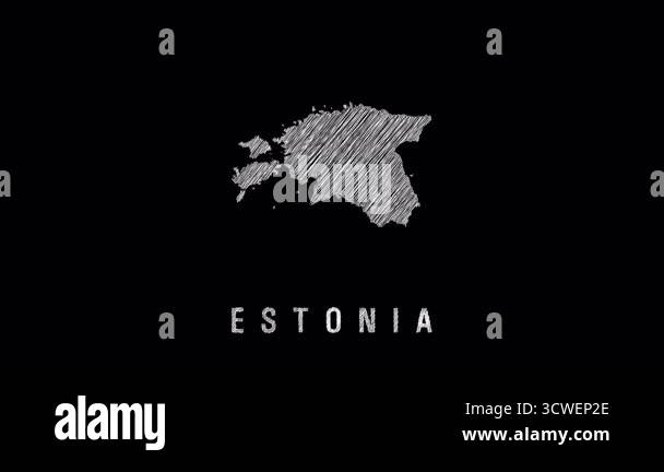 Hand drawn animated map of estonia revealing countrys geographical ...