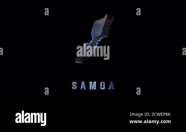 Animated rotating 3d map of samoa featuring an illuminated outline on a ...