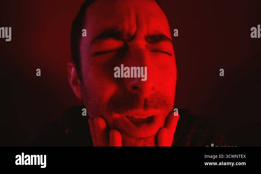 Man is choking and grabbing his neck with his hands Stock Video Footage ...