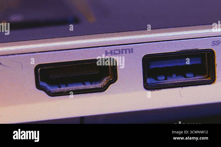 Closeup of HDMI and USB ports in a laptop Stock Video Footage - Alamy