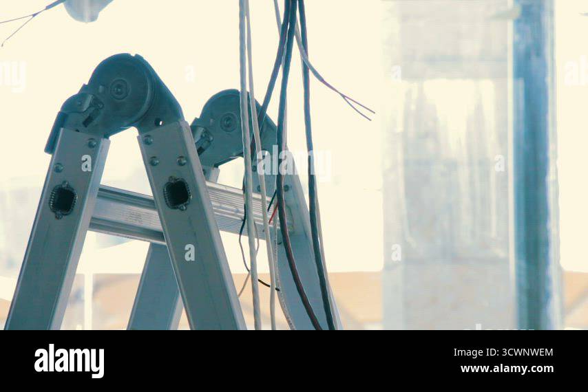 Electrical exposed wires dangling from the ceiling Stock Video Footage ...