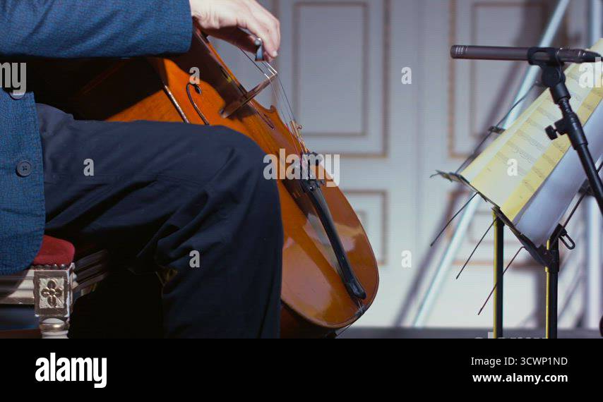 Close-up of a cello player bowing his instrument Stock Video Footage ...