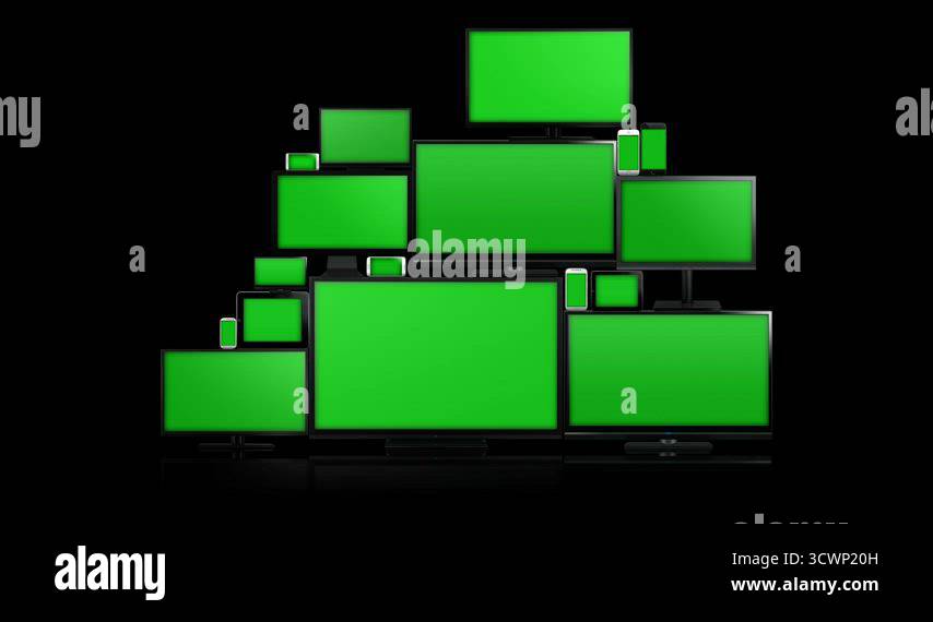 Many different types of screens with green screen Stock Video Footage ...