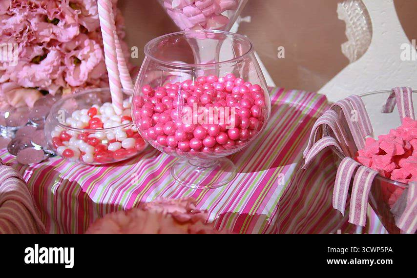 Colorful sweet tasty gummy candy at children birthday party Stock Video ...