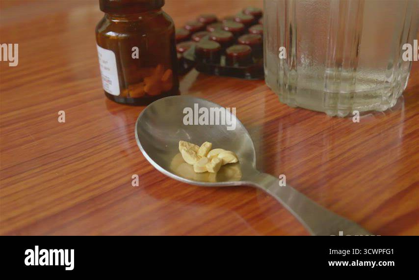 View of antioxidants vitamin tablet, pill blisters, a bottle of drug ...