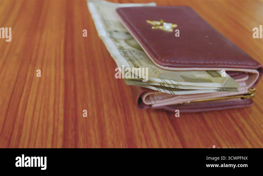 Indian five hundred (500) rupee cash note in brown color wallet leather ...