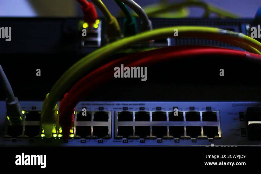 Blinking LED on Network switches while sending and receiving data Stock ...