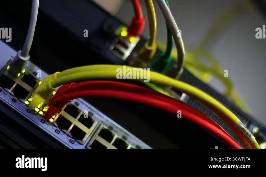 Blinking LED on Network switches while sending and receiving data Stock ...