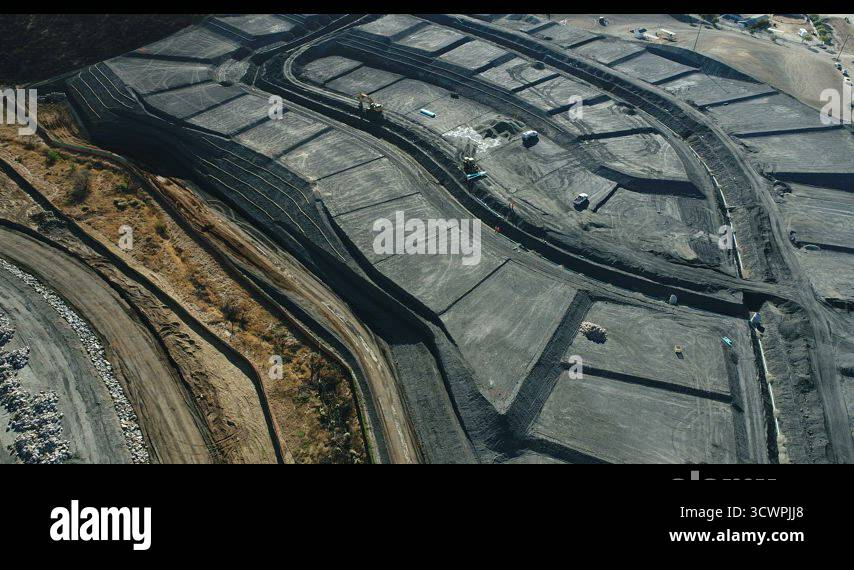 Overhead Ultra High Definition 4k Aerial of Tractors At Construction ...