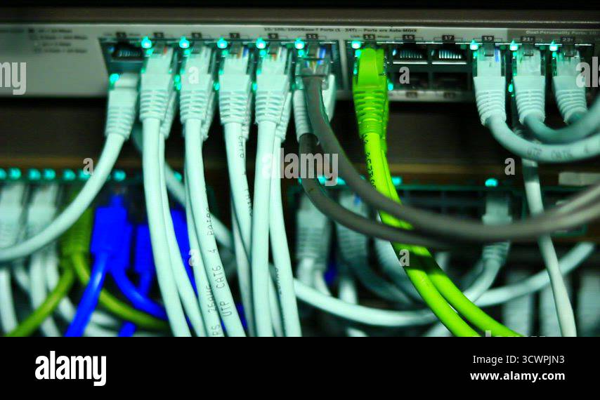 Blinking LED on Network switches while sending and receiving data Stock ...