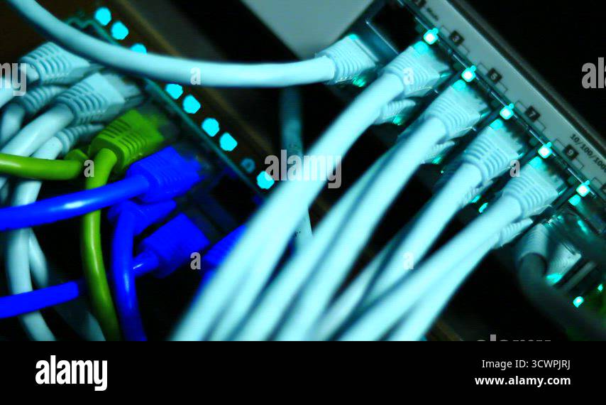 Blinking LED on Network switches while sending and receiving data Stock ...