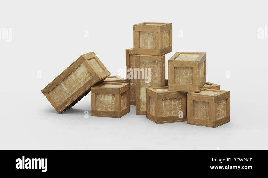 Turning around of different size of Transport Box put in a mess Stock ...