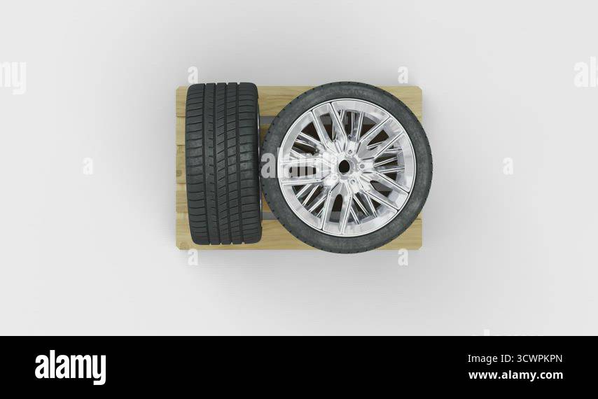 Top view and turning around of Sport Wheels straight loaded on a wood ...